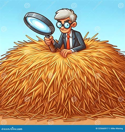 Concept Needle In A Haystack Stock Illustration Illustration Of Cartoon Character 325660917