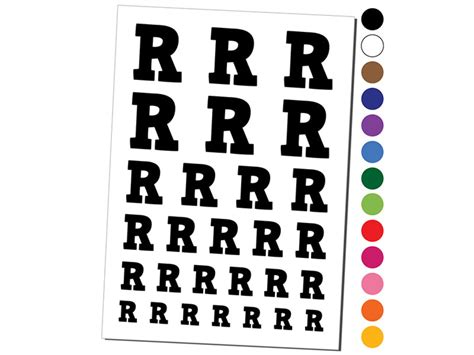 Letter R Uppercase Fun Bold Font Temporary Tattoo Water Resistant Fake