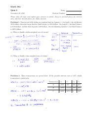 MATH 384 Q6 Pdf Math 384 Quiz 6 Name November 29 2019 Student Number