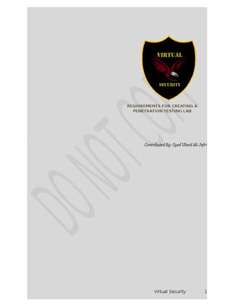 Requirement For Creating A Pentest Lab Pdf Penetration Test