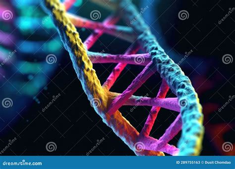 Close Up View Of A Dna Double Helix Concept Of Disorder Or Genetic