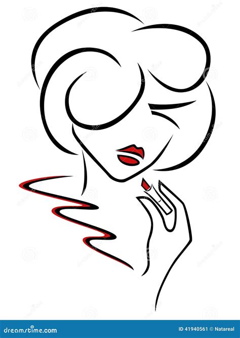 Young Woman Uses A Red Lipstick Stock Vector Illustration Of Creative