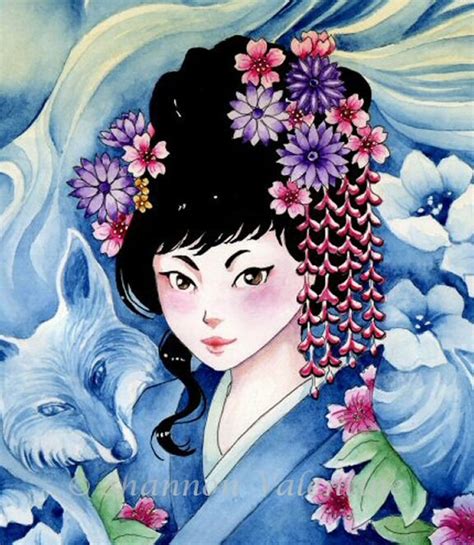 Fantasy Art Print Japanese Kitsune Etsy