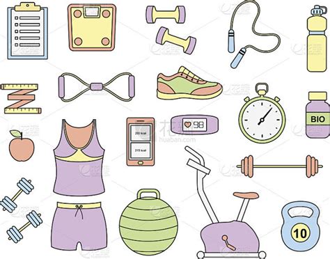 健身和运动工具和元素图标