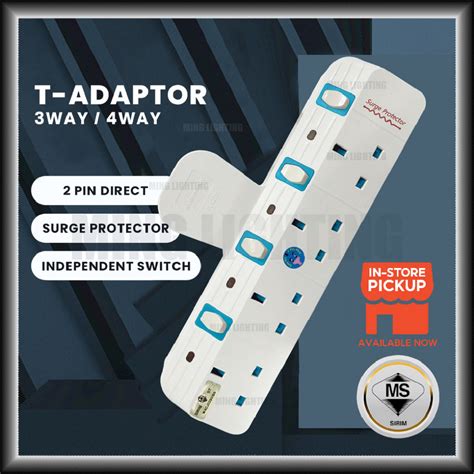 Sirim 13a 3 4 Way T Adaptor Trailing Socket Extension Switch Neon Light Adapter 2 3 Pin Soket