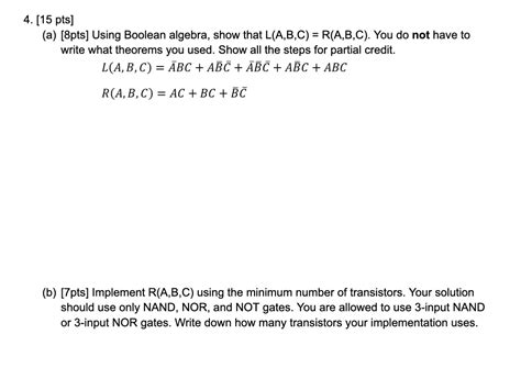 [15 pts] a [8pts] ﻿using boolean algebra show that