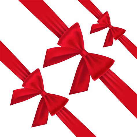 Set Of Realistic Beautiful Red Bows With Ribbons Arranged Diagonally