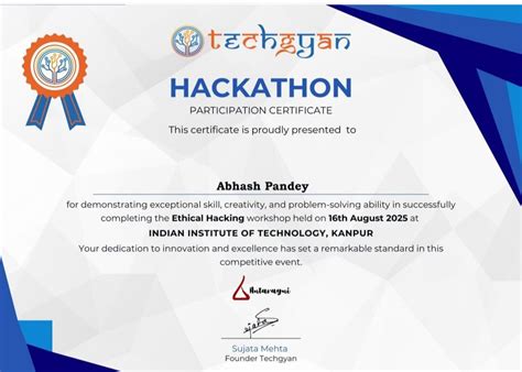 Ethicalhacking Hackathon Iitkanpur Cybersecurity Techgyan Learningjourney Innovation