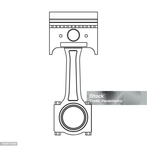 연결 막대 피스톤 개요 스타일 디자인에 대 한 단일 아이콘으로 자동차 정비 역 벡터 기호 재고 일러스트 레이 션 웹입니다 연결에