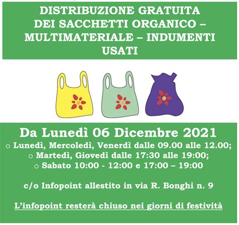 DISTRIBUZIONE NUOVA FORNITURA SACCHETTI PER LA RACCOLTA DIFFERENZIATA Aroba