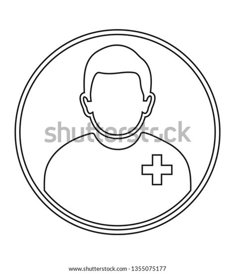 Male Patient Profile Line Icon Circle Stock Vector Royalty Free