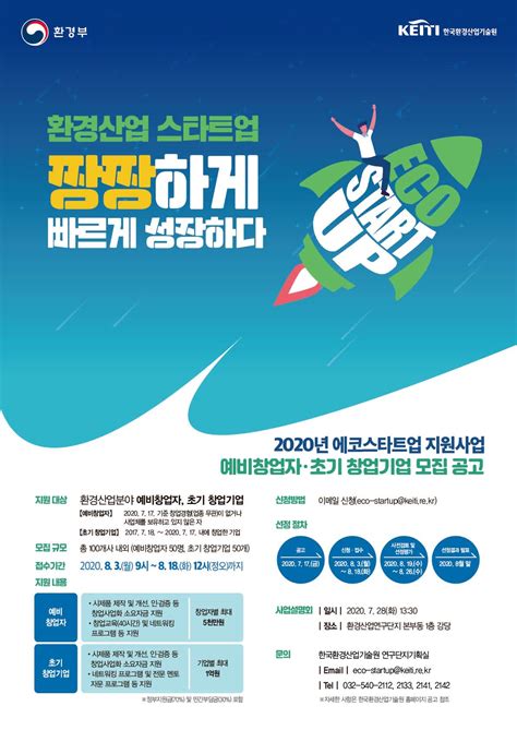 2020년 에코스타트업 지원사업 예비창업자·초기창업기업 모집 공모전 대외활동 링커리어