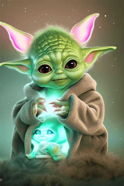 Whimsical Baby Yoda In Fairytale Landscape Creative Fabrica