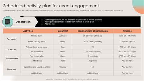 Scheduled Activity Plan For Event Engagement Business Event Planning