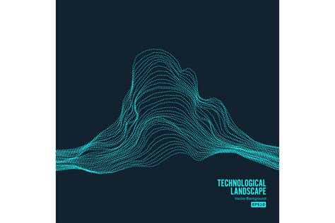 Abstract Landscape Background Cyberspace With Dynamic Particles Vector Illustration By