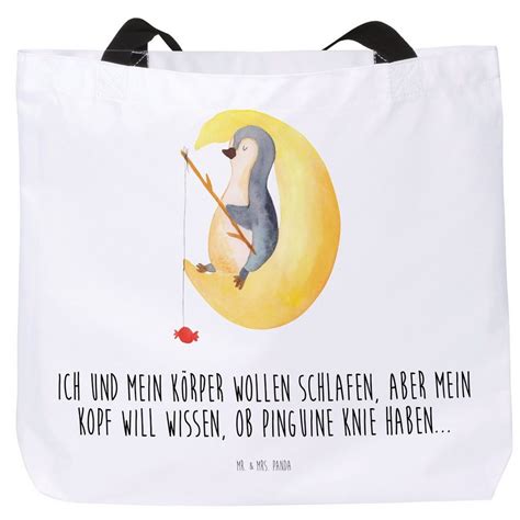 Mr And Mrs Panda Shopper Pinguin Mond Weiß Geschenk Strandtasche
