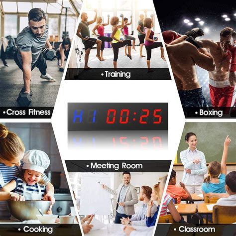 Seesii Gym Timer Clock For Home Gym Gym Timer With Remote CountdownUp Workout Stopwatch With Led