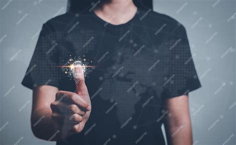 Premium Photo Scan Fingerprint Biometric Identity And Approval Password Control Through