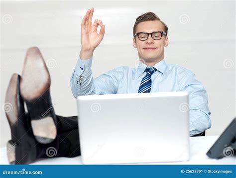 Relaxed Man With Excellent Gesture Stock Image Image Of Excellent Entrepreneur