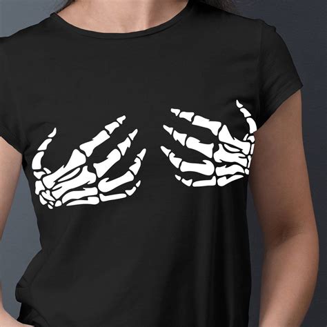 Skeleton Hands Over Boobs Halloween Funny T Shirt Artofit