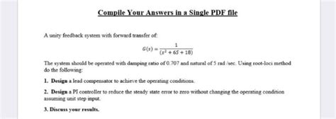 Solved Compile Your Answers In A Single PDF File A Unity Chegg