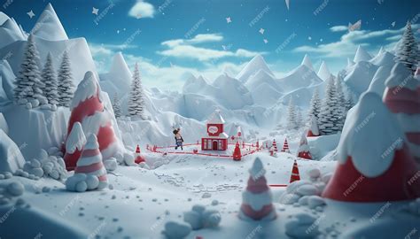 Premium Ai Image 3d Claymation North Pole Christmas Scene