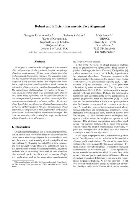 Pdf Robust And Efﬁcient Parametric Face Alignment I·bug · Robust And Efﬁcient Parametric