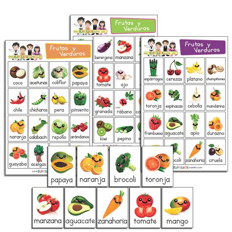 Lotería Frutas Y Verduras En EspaÑol Para Imprimir Juego De Mesa Para