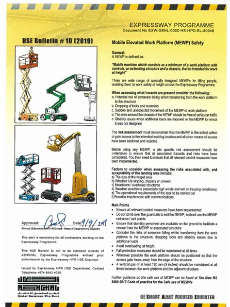 Hse Bulletin 10 Mobile Elevated Work Platform Mewp Pdf