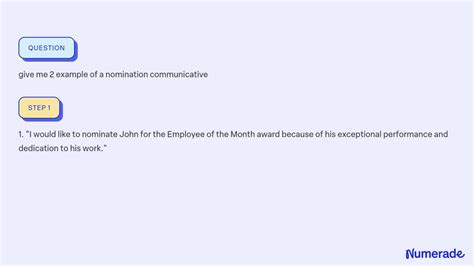 Solved Give Me 2 Example Of A Nomination Communicative