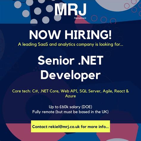 Mrj Recruitment On Linkedin Hiring Dotnetdeveloper Remotejob Techjob