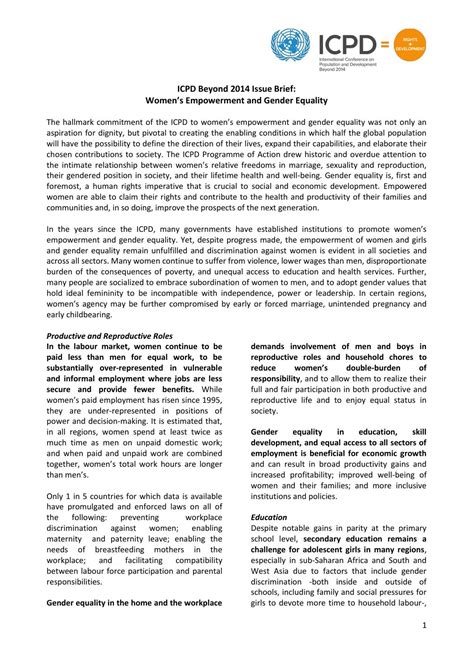 Icpd Issue Brief Gender Equality By Icpd Beyond 2014 Issuu