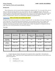 Copy Of Honors Lab Properties Of Ionic And Covalent Bonds Virtual Pdf