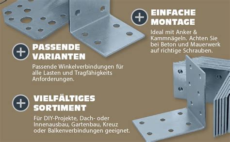 Helpmate 12 Stück Winkelverbinder Mit Sicke 90x90x65 Mm Galvanisch