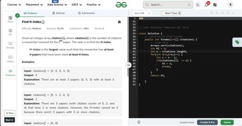 Day22 160daysofcode Geeksforgeeks Hindex Arrays Sortinglogic