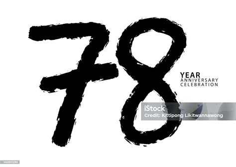 78 주년 기념일 축하 블랙 컬러 로고 타입 벡터 78 숫자 디자인 78 번째 생일 초대장 로고 번호 디자인 벡터 일러스트 블랙 브러시 스트로크 그림 2022년에 대한 스톡