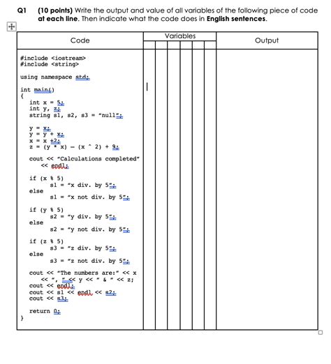 Solved Q1 10 Points Write The Output And Value Of All
