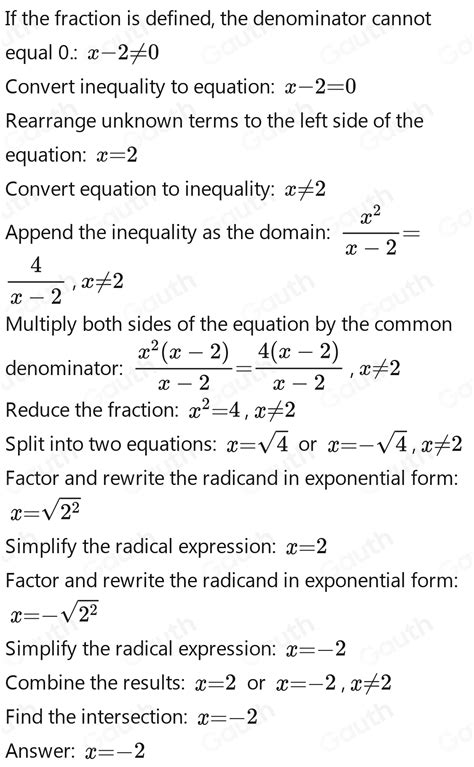 Solved What Is The Extraneous Root Of The Equation X 2 X 2 4 X 2 A