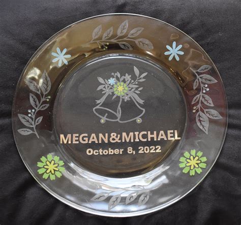 Personalized 105 Inch Etched Glass Wedding Plates With Two Etsy