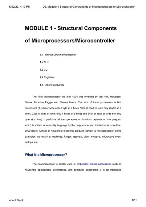 Solution 26 Module 1 Structural Components Of Microprocessors Or