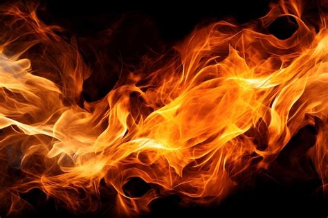 Огонь пламя изолированных на черном фоне Премиум Ai сгенерированное