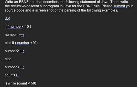 Solved Write An EBNF Rule That Describes The Following