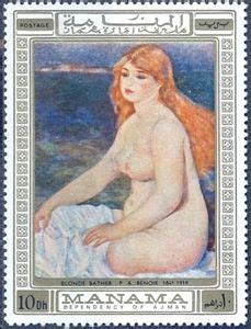 Stamp Bathing Blonde Manama Nude Paintings By Pierre Auguste Renoir