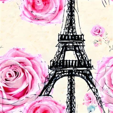 Download Colorful painting of the Eiffel Tower with pink roses Patterns ...