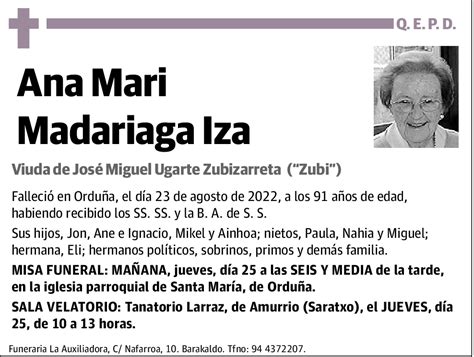 Ana Mari Madariaga Iza Esquela El Correo