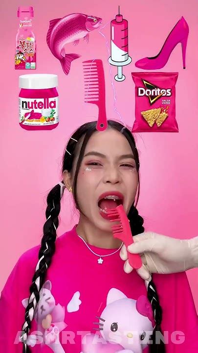 Pink Color Food Mukbang Asmr 💗😋 Purple Mukbang Asmrfood Pink Youtube