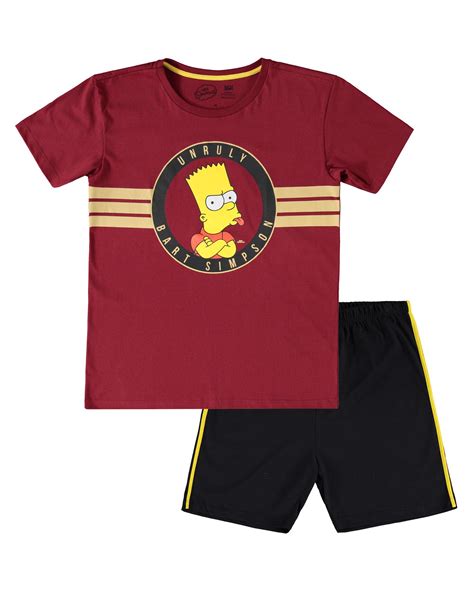 Riachuelo Pijama Juvenil Curto Bart Simpsons Cinza Mescla Bordô Tam 10 a 16