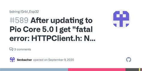 After Updating To Pio Core 50 I Get Fatal Error Clienth No