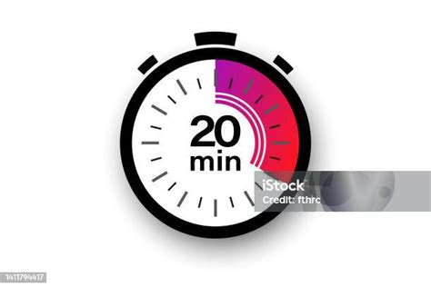 20 Menit Timer Simbol Stopwatch Dalam Gaya Datar Ilustrasi Vektor