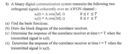 Solved A Binary Digital Communication System Transmits The